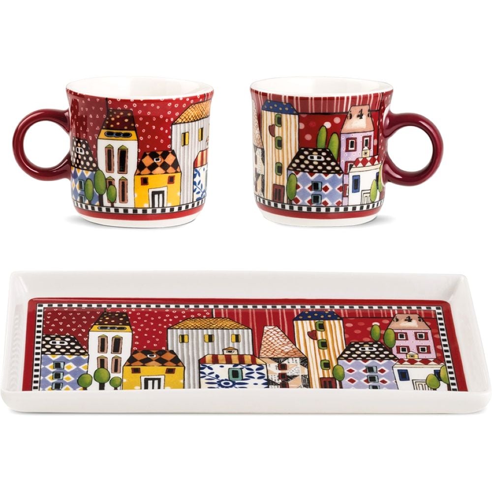 Egan Paese Mio 2-Piece Mini Mug Set with Rectangular Tray – New Bone C