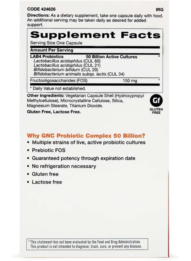 Probiotic Complex Daily Need With 50 Billion Cfus Clinically 30 Capsul