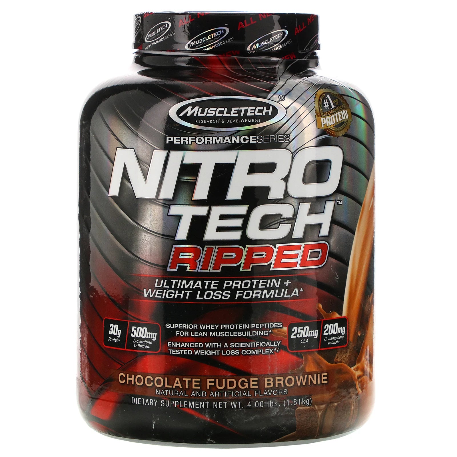 MUSCLETECH NITROTECH RIPPED CHOCOLATE FUDGE BROWNIE 1.81 KG