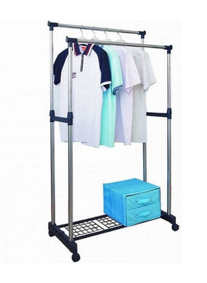 Double pole clothes hanger rack
